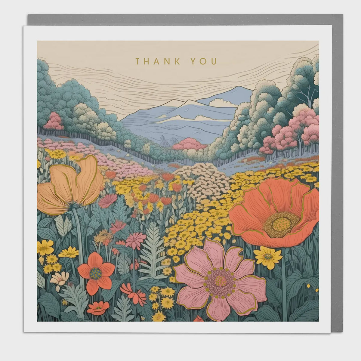 Flower Landscape Thanks Card | Pretty Shiny Shop